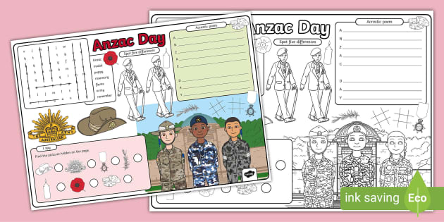 Anzac Day Activity Mat (Year 1 and 2) (teacher made)