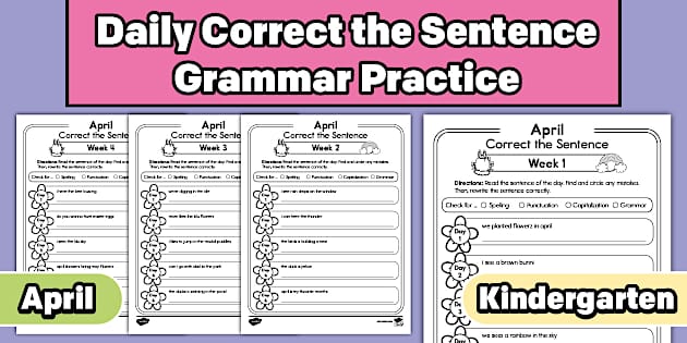 April Daily Correct the Sentence Grammar Practice