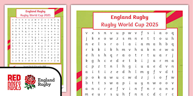 England Rugby: Women's Rugby World Cup 2025 Word Search (Ages 5-11)