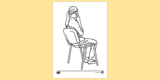 FREE! - Girl Sitting on a Chair and Listening Colouring Sheet
