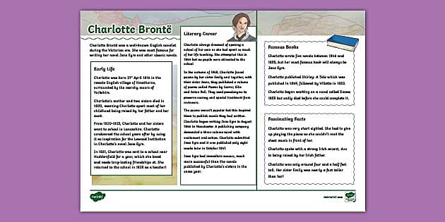 Charlotte Brontë Fact File (teacher made) - Twinkl