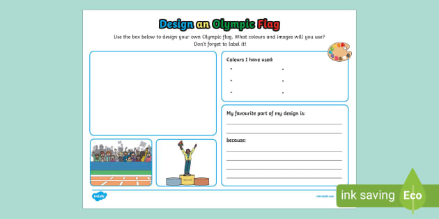 Design an Olympic Flag Worksheet (teacher made) - Twinkl