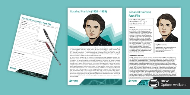 Rosalind Franklin Poster and Fact File (teacher made)