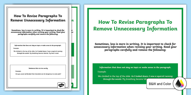 Fifth Grade Revising Paragraphs to Remove Unnecessary Information ... Fifth Grade Revising Paragraphs to Remove Unnecessary Information ...