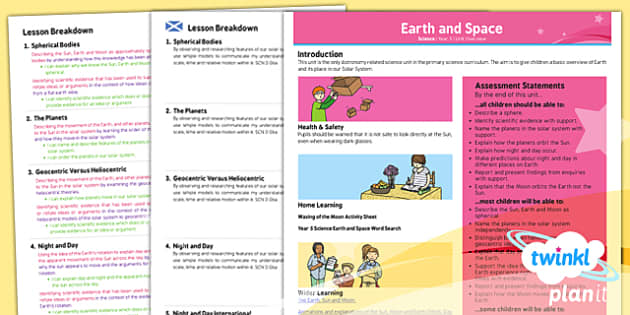 FREE! - Science: Earth and Space Year 5 Unit Planning Overview CfE
