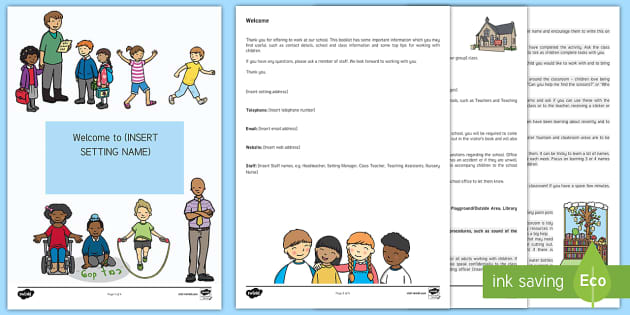 Editable Information for School Helpers Booklet - Twinkl