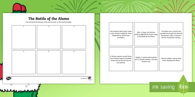Battle of the Alamo Cut and Sort Timeline Activity - Twinkl