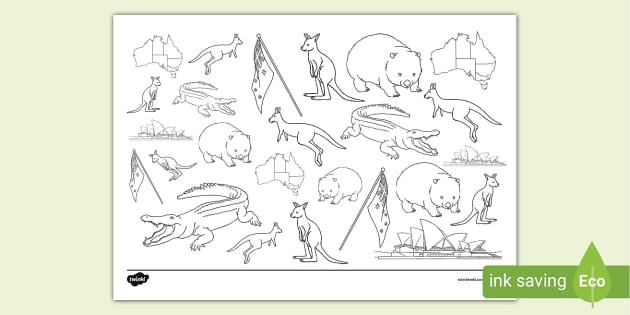 Australian Doodle Colouring Page (teacher made) - Twinkl