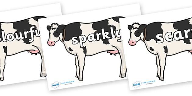 Wow Words on Cows (teacher made) - Twinkl