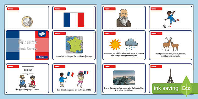 France KS1 Fact Cards (teacher made) - Twinkl