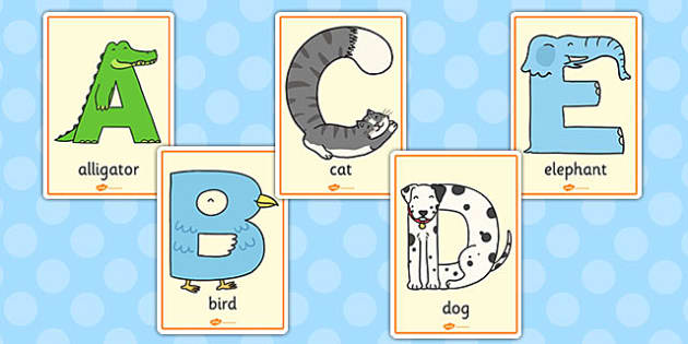 Animal Alphabet Display Posters With Words (teacher made)