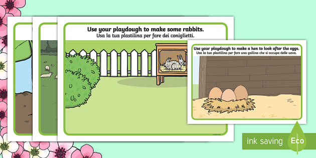 Spring Modelling Dough Mats English/Italian - Spring modelling dough Mats