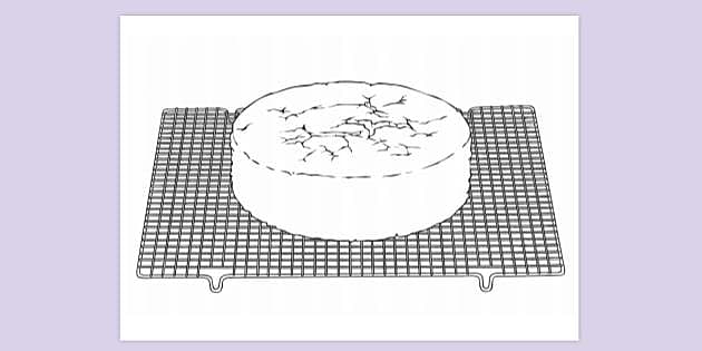 Cake On Cooling Rack Colouring Sheet | Colouring Sheets