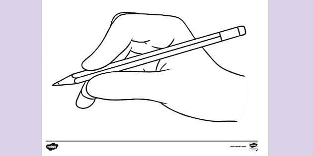 Hand with pencil | Colouring Sheets (teacher made) - Twinkl