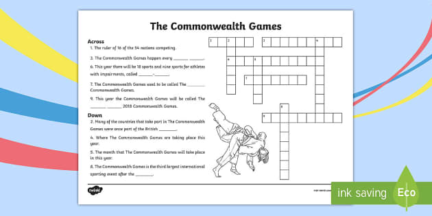 KS2 The Commonwealth Games Crossword (teacher made)