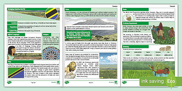 Tanzania Fact Sheet | Developing Countries | Geography
