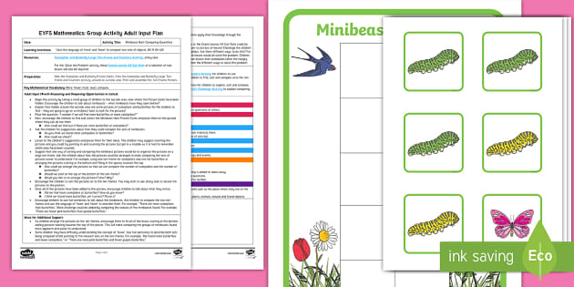 EYFS Maths: Minibeast Hunt Comparing Amounts Group Activity Adult Input ...