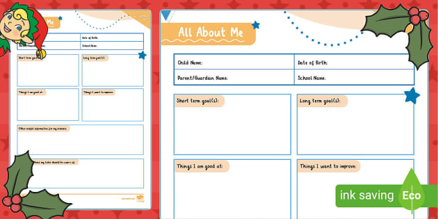 Tutoring Student Questionnaire | All About Me Worksheet PDF