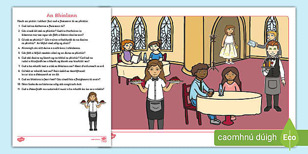 The Restaurant Oral Language Worksheet Gaeilge - Twinkl