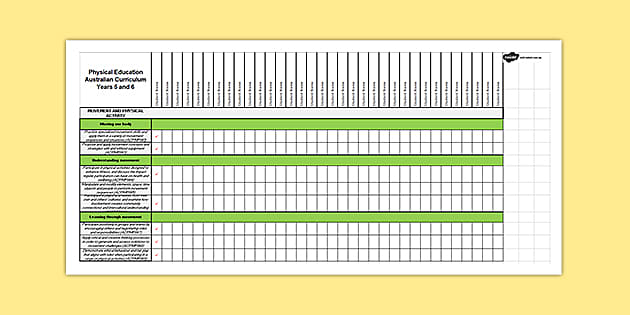 Physical Education Assessment Tracker Year Band 5-6 - Twinkl
