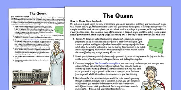 The Queen How to Make Your Lapbook (teacher made)