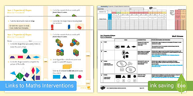 👉 Y1 Properties of Shapes Baseline Assessment and Tracker