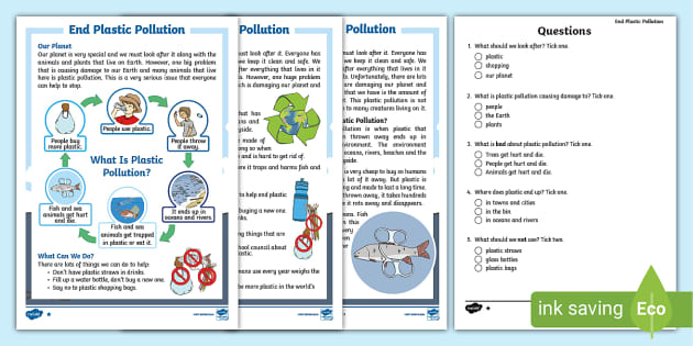 Plastic Pollution Reading Comprehension - Differentiated