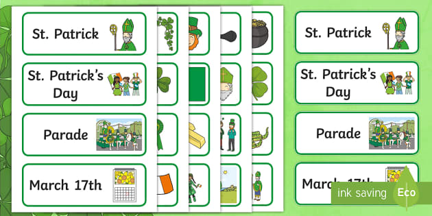 St Patrick's Day Words - Vocabulary Cards - Twinkl