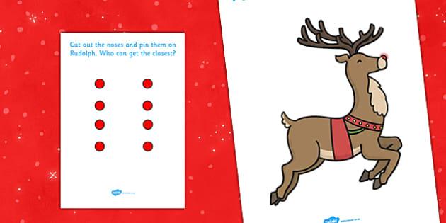 Pin The Nose On Rudolph - pin the nose, rudolph, christmas