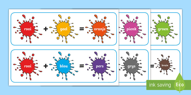 Afrikaans Kleur Mengpak - kleure, kleur meng, woordeskat