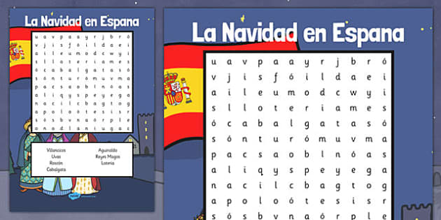 Navidad Word Search - Spanish lessons - Christmas-Themed