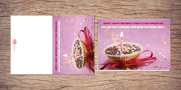 Cupcake Birthday Card (teacher made) - Twinkl