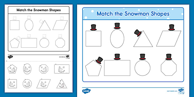 Kindergarten Match the Snowman Shapes Activity - Twinkl