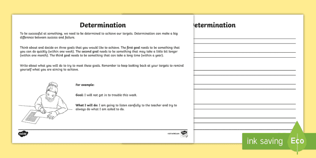 Determination Worksheet / Worksheet (teacher made) - Twinkl