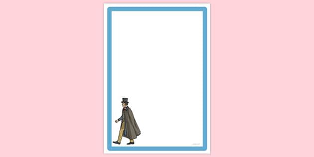 FREE! - Simple Blank Gentleman in Hat and Cape Page Border | Borders