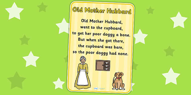 Old Mother Hubbard Nursery Rhyme Poster