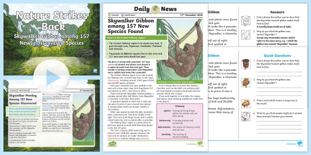 UKS2 New Species Discovered Daily News Resource Pack
