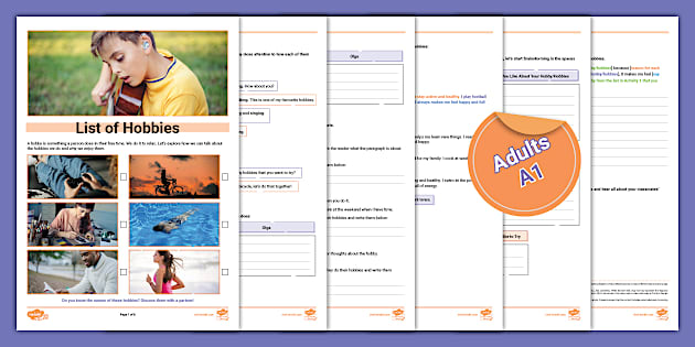 ESL List of Hobbies Writing Activity [Adults, A1] - Twinkl