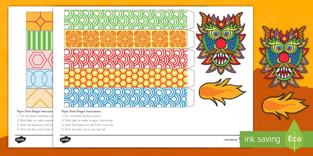 Chinese New Year Dragon Chain Paper Craft - Chinese New Year, paper, craft
