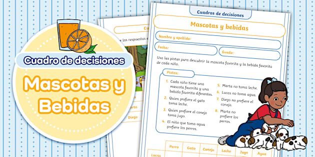 Ficha de actividad: Cuadro de decisiones con dos categorías de mascotas ...