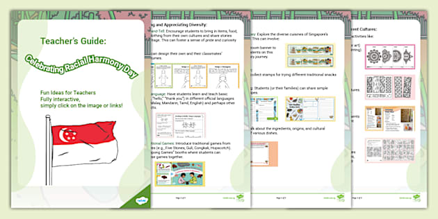 * NEW * Teacher's Guide: Racial Harmony Day Singapore Teaching Ideas