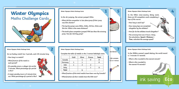 UKS2 Winter Olympics Maths Challenge Cards