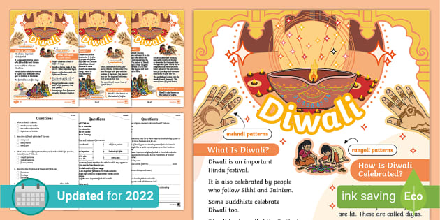 KS1 Diwali Differentiated Reading Comprehension Activity