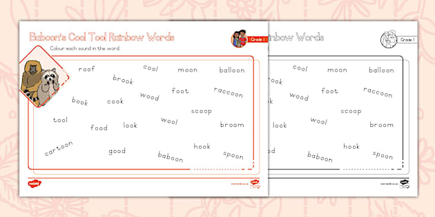 FP Phonics-oo Decodable Readers-Rainbow Words-Worksheet (CAPS)