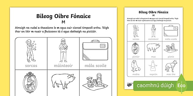 Bileog Oibre Fónaice M (Teacher-Made) - Twinkl