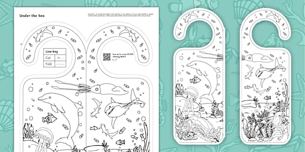 Under the Sea Colouring Door Hanger Worksheet