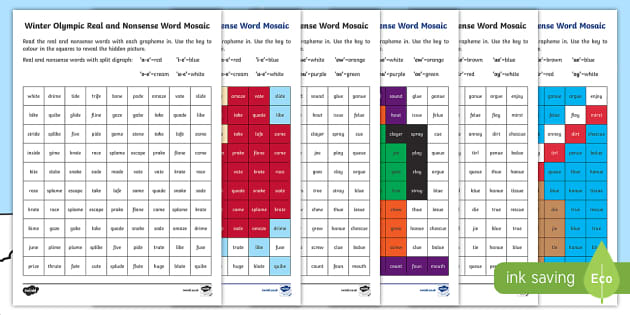 Winter Olympics Phase 5 Phonics Mosaic Worksheet / Worksheets