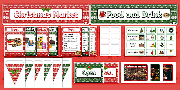 Christmas Market Food Stall Role Play Pack - Twinkl