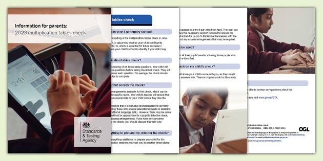 FREE! - Multiplication Tables Check: Information for Parents