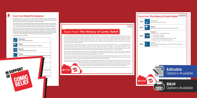 Rapid Reading Comprehension: The History of Comic Relief